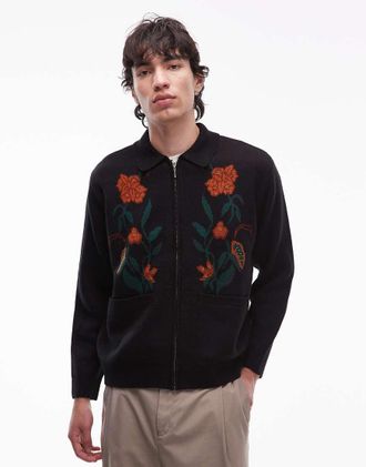 Obey Gilet zippé à fleurs - Noir