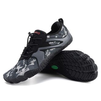 Saguaro Barfußschuhe Herren Damen Fitnessschuhe mit Zehen Sohle Bequem Atmungsaktiv Sport Traillaufschuhe rutschfest Leight Laufschuhe Outdoor Tarnfarbe 48 EU