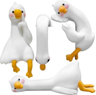 Generic G&auml;nse Bilderrahmen - Computermonitor Figur, 4 St&uuml;ck Tierbilder, S&uuml;&szlig;e Wei&szlig;e G&auml;nse Bildschirm Dekoration, G&auml;nsestatue Ornament Figuren | F&uuml;r Zuhause Sch