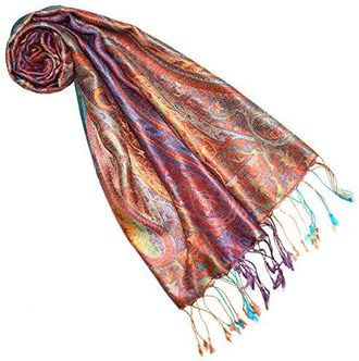 Lorenzo Cana Lorenzo Cana - &Eacute;charpe en soie pour femme - 100 % soie tiss&eacute;e - &Eacute;l&eacute;gant motif cachemire ton sur ton, Couleurs pastel, Taille Unique