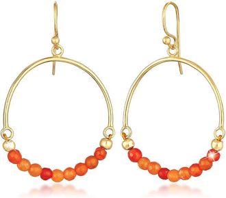 Elli Boho-Ohrringe aus 925er-Silber in Goldoptik mit Achat-Edelsteinperlen-Goldfarben