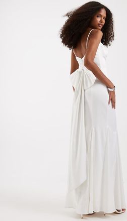 Tfnc Bridal - Maxikleid aus Satin in Elfenbein mit Herzausschnitt, Chiffonsaum und Schleife am R&uuml;cken-Wei&szlig;