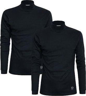Sergio Tacchini Pull à col roulé pour Hommes Chaud Coton Pull Demi-col, Lot de 2 Noir XL