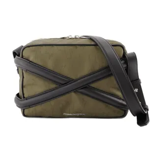 Alexander McQueen Mens Harness Camera Crossbody Bag Khaki Nylon