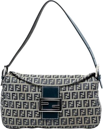 Fendi Hobo Bags - Zucchino Canvas Double Flap Shoulder Bag - Gr. unisize - in Grau - f&uuml;r Damen