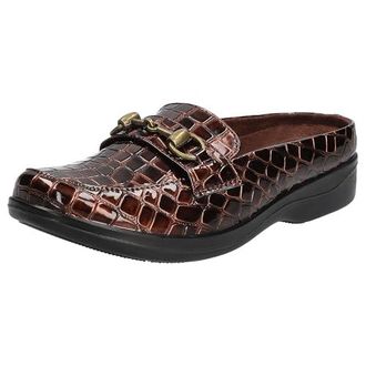 Easy Street Ballerines Nell pour femme, Croco marron, 9.5 Narrow