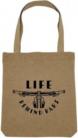 Fabulous Sac Shopping Tote Bag Aspect Lin - Life behind Bars Cycling Mountain Bike Cycling - Sac de Courses Toile Epaisse 360g Beige Naturel Cabas Port&eacute; Epaule