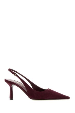 Prada Womens Aubergine Suede Pumps Bordeaux Scarpe Con Tacco High Heel Shoes