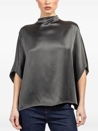 Sally Lapointe blouse en satin style cape - Gris
