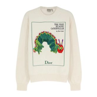 Dior Pullover mit Stickerei eines Buchcovers - - Knitwear - Herren - Wei&szlig; - M