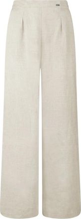 Bomboogie Femme, Pantalons, Blanc, Taille: 44 FR Linen Palazzo Pants