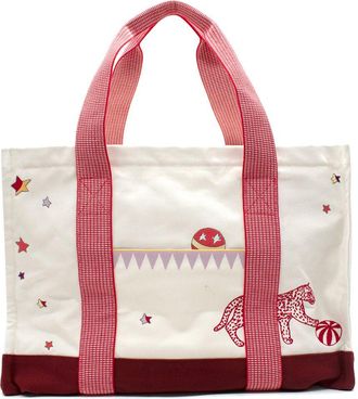 Herm&egrave;s White Canvas Circus Nappy Tote Bag