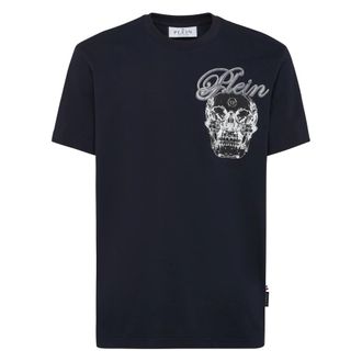 Philipp Plein Rundhals-T-Shirt Glass Skull - - Tops - Herren - Blau - 3XL