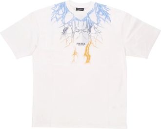 Phobia Archive Homme, Tops, Blanc, Taille: XL Bicolor Lightning Print Tee
