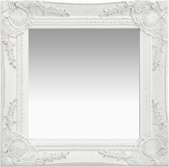 Nova Miroir mural carr&eacute; style baroque 40x40 cm Blanc DEC022846