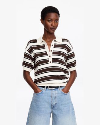 Arket Kurz&auml;rmliges Baumwoll-Poloshirt -Braun