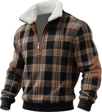 Generic Sweat-shirt à fermeture éclair 1/4 pour homme, col montant surdimensionné, pull à manches longues, pull chaud pour homme, sweat-shirt 1/4, coupe class