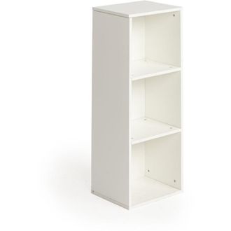 Furniture R FurnitureR Bout de Canap&eacute; Blanc &agrave; 3 Niveaux, Petite Table dAppoint de Salon, &Eacute;tag&egrave;re Rangement Ouvert, Cabinet &agrave; 3 Tiroirs Polyvalent, Design