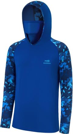 Bassdash Herren T-Shirt UPF 50+ Camouflage Kapuzenpulli mit Maske Langarm-Sonnenschutz Kapuzen zum Fischen und Wandern