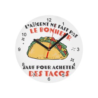 Fabulous Wanduhr aus Glas - Tacos - Silber macht nicht Le bonheur Mexiko - Durchmesser 20 cm - Wei&szlig;