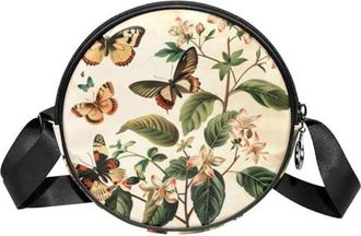 Generic Petit sac &agrave; bandouli&egrave;re circulaire pour femme, petit sac &agrave; bandouli&egrave;re avec fermeture &eacute;clair, bretelles r&eacute;glables, sac &agrave; main rond d&eacute;contract&eacute; pour fe