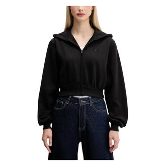 Tommy Jeans Cropped Flag Hoodie - - Sweatshirts & Hoodies - Damen - Schwarzk - L
