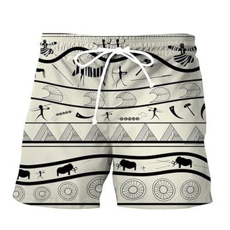 Generic Short de plage d&eacute;t&eacute; pour homme avec impression num&eacute;rique 3D - Short de bain d&eacute;contract&eacute;, beige, 3XL