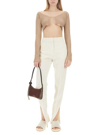 Jacquemus Slim Fit Linen Trousers - White