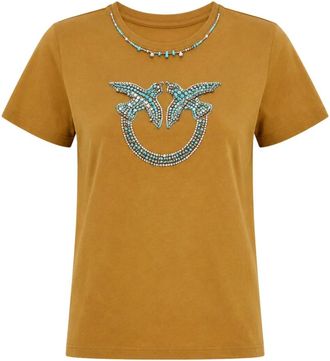 Pinko Pinko, Femme, Tops, Brun, Taille: 40 FR Fidenza T-shirt