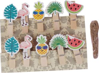 PartyKindom 30stücke Holzklammern Mit Obst Flamingo Und Blattmotiven Fotoklammern Notizklammern Bilderklammern Für Partys Dekorationen Und Bastelarbeiten