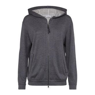 Brunello Cucinelli Rei&szlig;verschluss-Kapuzenpullover - - Sweatshirts & Hoodies - Damen - Grau - L