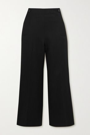 Chlo&eacute; Verk&uuml;rzte Schlaghose Aus Einer Woll-leinenmischung - Schwarz