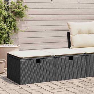 vidaXL Salon de jardin avec coussins 2 pcs noir r&eacute;sine tress&eacute;e acacia - Vidaxl
