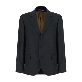 Brunello Cucinelli Houndstooth Virgin-wool Blazer - - Jackets - Herren - Grau - L