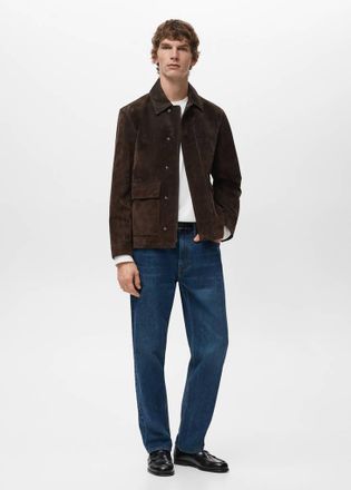 Mango Blouson 100 % daim chocolat - Homme - S - MANGO MAN