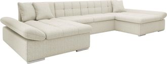 Mirjan24 Ecksofa Alia Premium, Regulierbare Armlehnen, 2 Bettkasten und Schlaffunktion, U-Form Eckcouch vom Hersteller, Sofa Couch Wohnlandschaft (Manza 04)