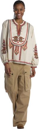 Fortela Femme, Blouses et Chemises, Blanc, Taille: 40 FR Cinthya Chemise &agrave; Plastron Brod&eacute;