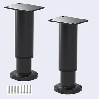 Generic Verstellbare M&ouml;belf&uuml;&szlig;e, 2er-Set Metallf&uuml;&szlig;e F&uuml;r Kommoden, Schreibtische Und Regale - Robuste Ersatzf&uuml;&szlig;e Mit Rutschfester Unterseite(Schwarz,12-18cm)