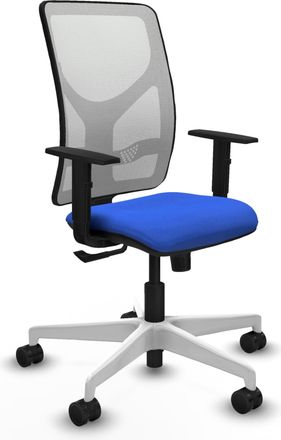 Piqueras y Crespo B&uuml;rostuhl aus Stoff mit 1D-Armlehnen, h&ouml;henverstellbare Lendenwirbelst&uuml;tze, ausgestattet mit 3 Positionen und Schneideschaum, Wei&szlig;/Blau