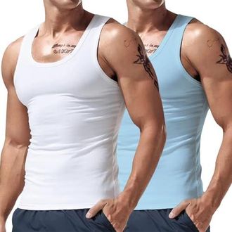Generic Lot de 2 d&eacute;bardeurs pour homme - Couleur unie - Sans manches - S&eacute;chage rapide - Respirant - Pour la course &agrave; pied, la gym - Sans manches, i, 3XL