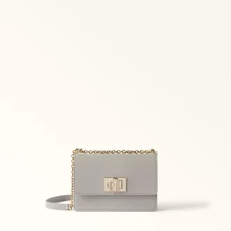 Furla 1927 Umh&auml;ngetasche Mini Stone Gray Grau Strukturiertes Leder Damen