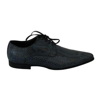 Dolce & Gabbana Blaue Pythonleder Schn&uuml;rschuhe - - Shoes - Herren - Blau - 40 EU