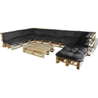 vidaXL Vidaxl - Coussin de canap&eacute; sur palette 13 pcs Noir 120 x 80 x 10 cm