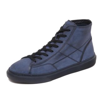Hogan Homme, Chaussures, Bleu, Taille: 40 1/2 EU H365 Hi Top H Stitching + Zig Zag
