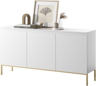 Selsey Selsey Bemmi 150 cm commode à trois portes en blanc avec pieds dorés