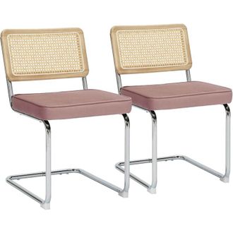 Oviala 2er-Set Stühle aus Stahl und rosafarbenem Samt