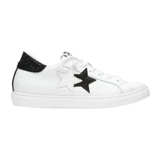 2Star Glitzer Wei&szlig;e Leder-Sneaker mit niedrigem Schaft - - Shoes - Damen - Wei&szlig; - 36 EU