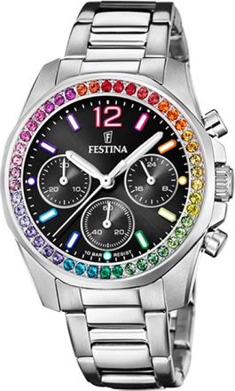 Festina Femme, Accessoires, Gris, Taille: ONE Size Rainbow Stainless Steel Chronograph