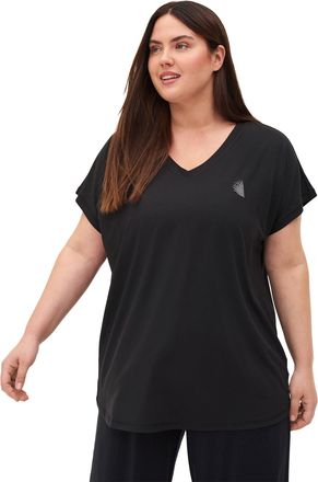 Zizzi Active by Große Größen Damen T-Shirt mit V-Ausschnitt Gr Gr XXL Black - Plus Size Damen Kleidung
