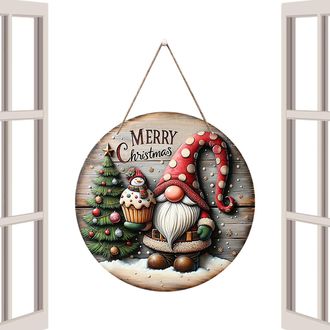 Generic Gnome vorne Türzeichen, Weihnachten Gnome Türaufhänger | Weihnachten Urlaub Dekoration Türschild | Holz Baum Design Türplatte für Wand Frohe Brett